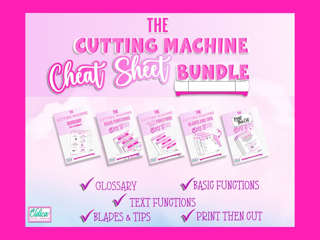 Cutting Machine Cheat Sheet Bundle, Cricut Glossary, Printable Cricut ...