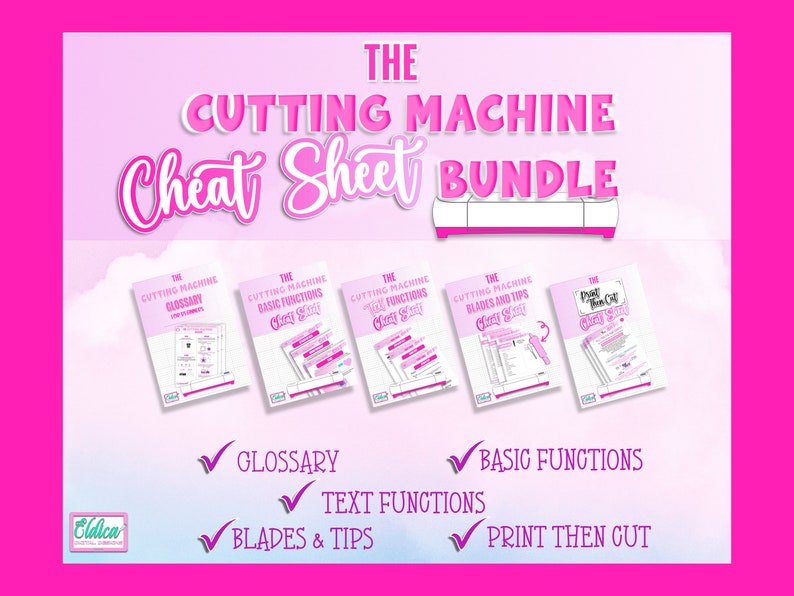 Cutting Machine Cheat Sheet Bundle, Cricut Glossary, Printable Cricut ...