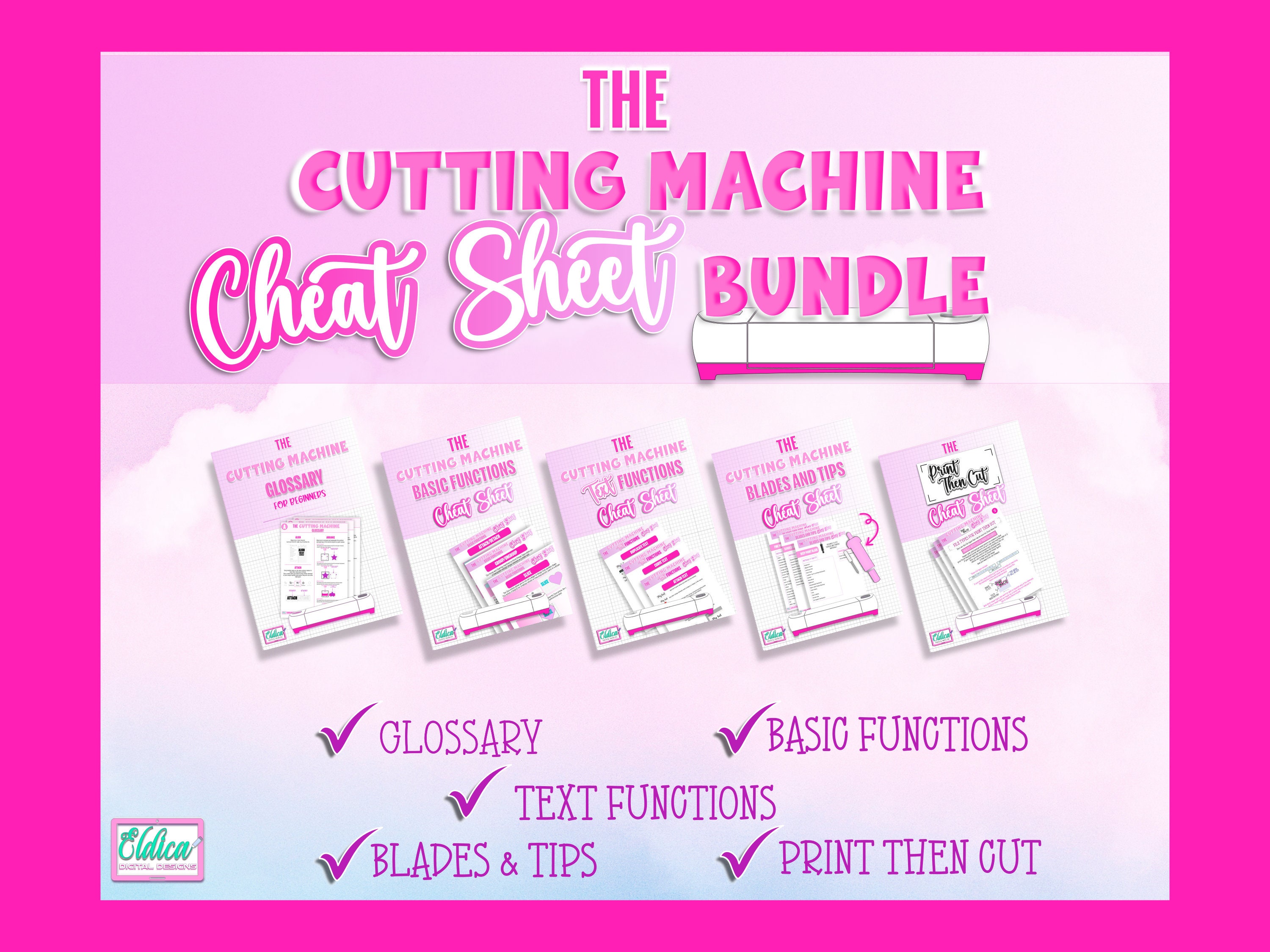 Cutting Machine Cheat Sheet Bundle, Cricut Glossary, Printable Cricut ...