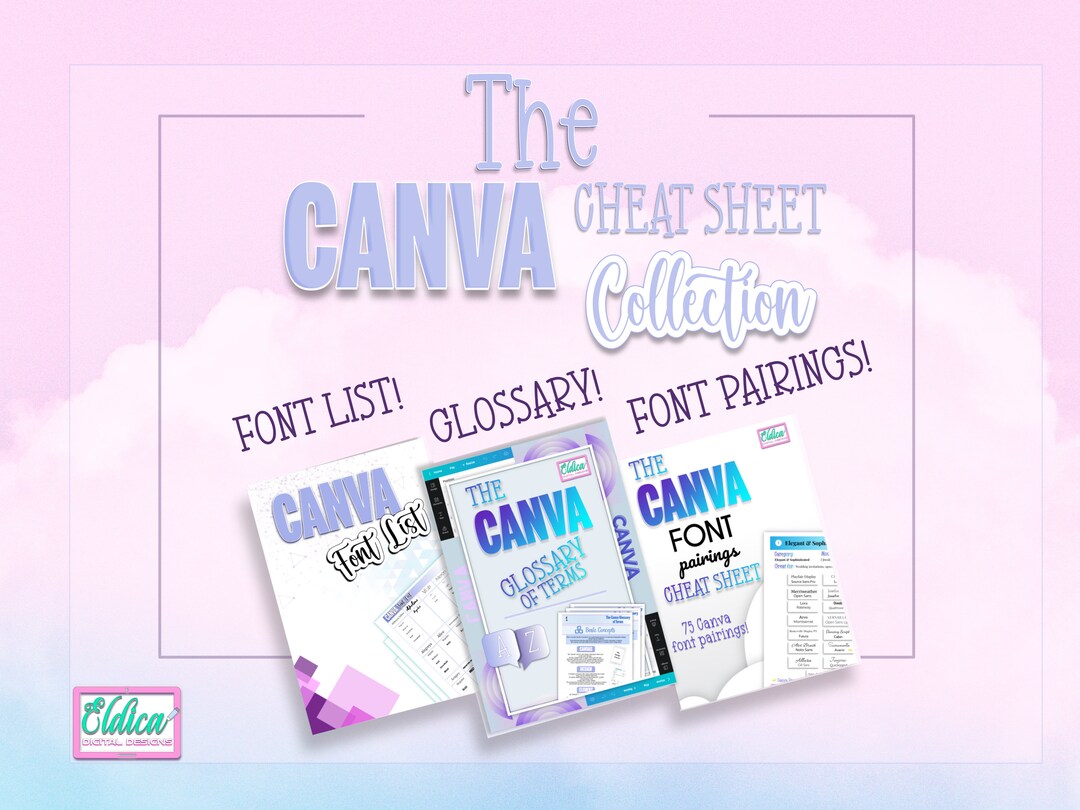 Canva Cheat Sheet Bundle Canva Glossary Canva Font List - Etsy