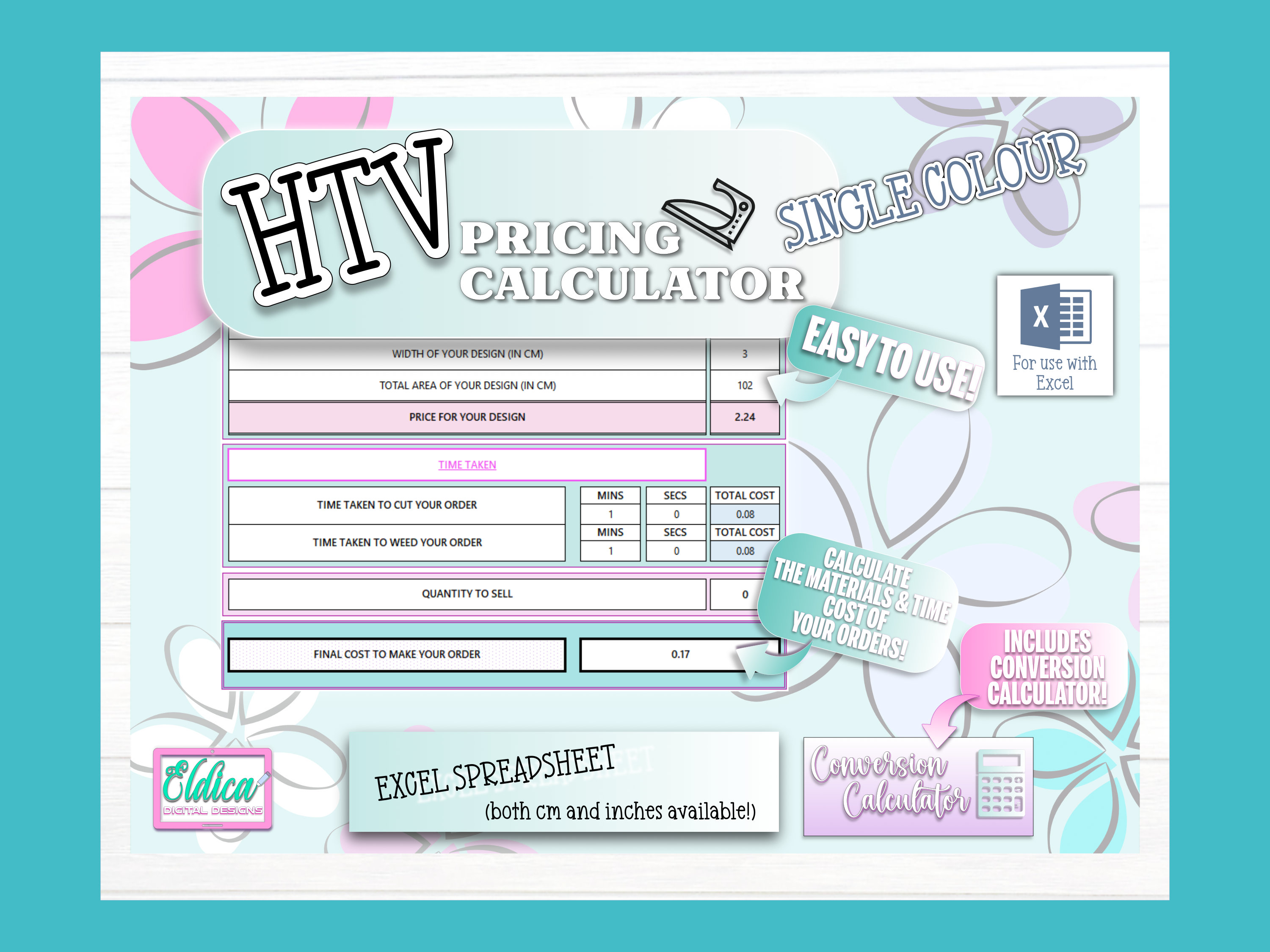 HTV Decal Pricing Calculator for Small Business, Cost Calculator for ...
