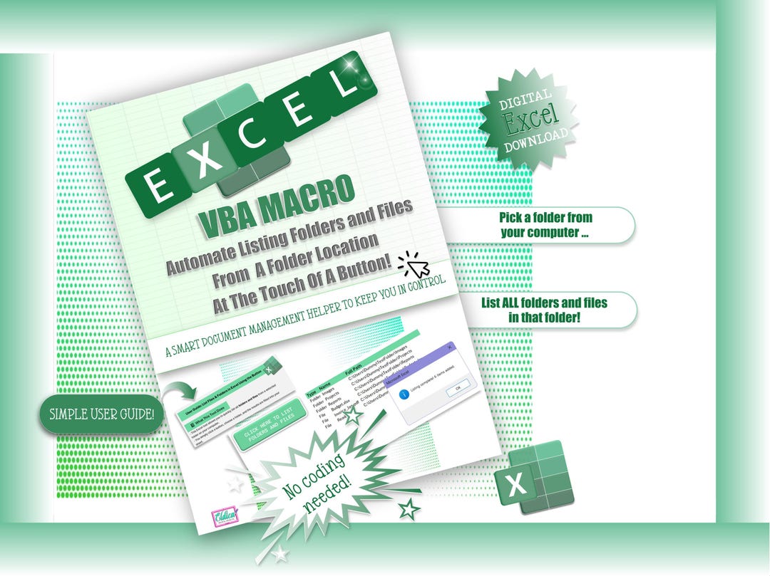 Excel VBA Macro: File & Folder Lister (digital Download) - Etsy