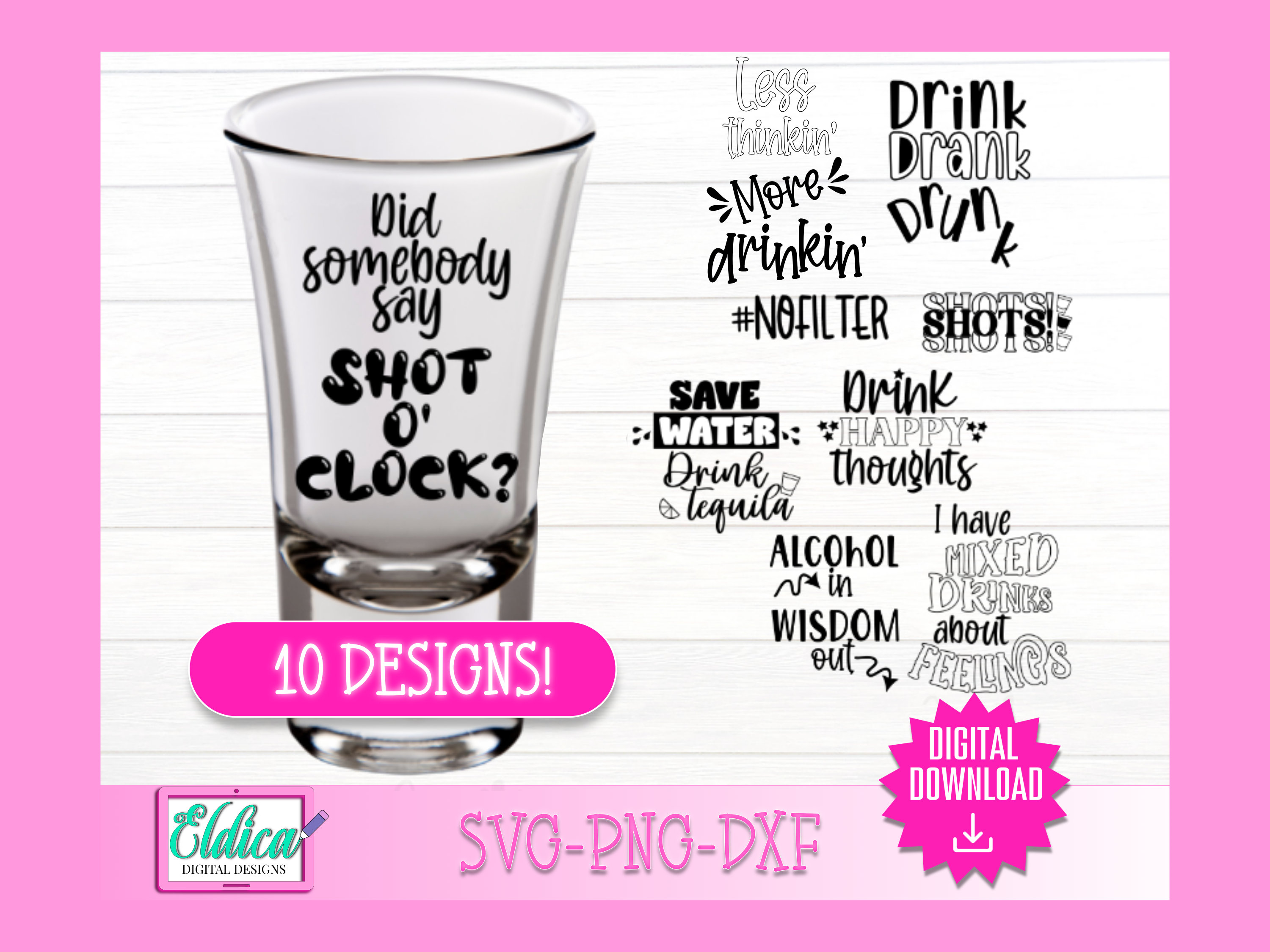 Shot Glass Quotes Svg Bundle Funny Sarcastic Drinking Svg Etsy