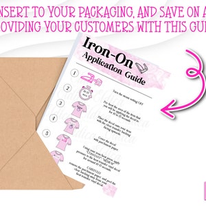 Printable Iron-on Instructions, HTV Decal Application Order Card, DIY ...