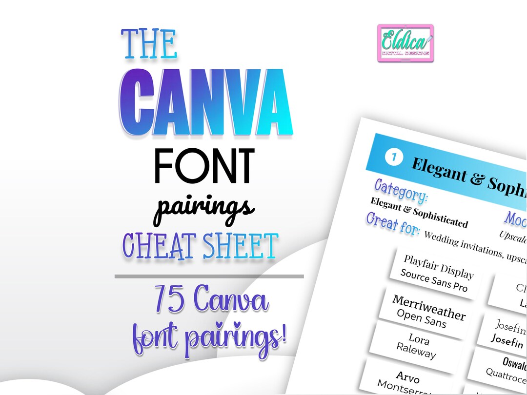 Canva Font Pairing Cheat Sheet PDF Canva Cheat Sheet Canva - Etsy UK