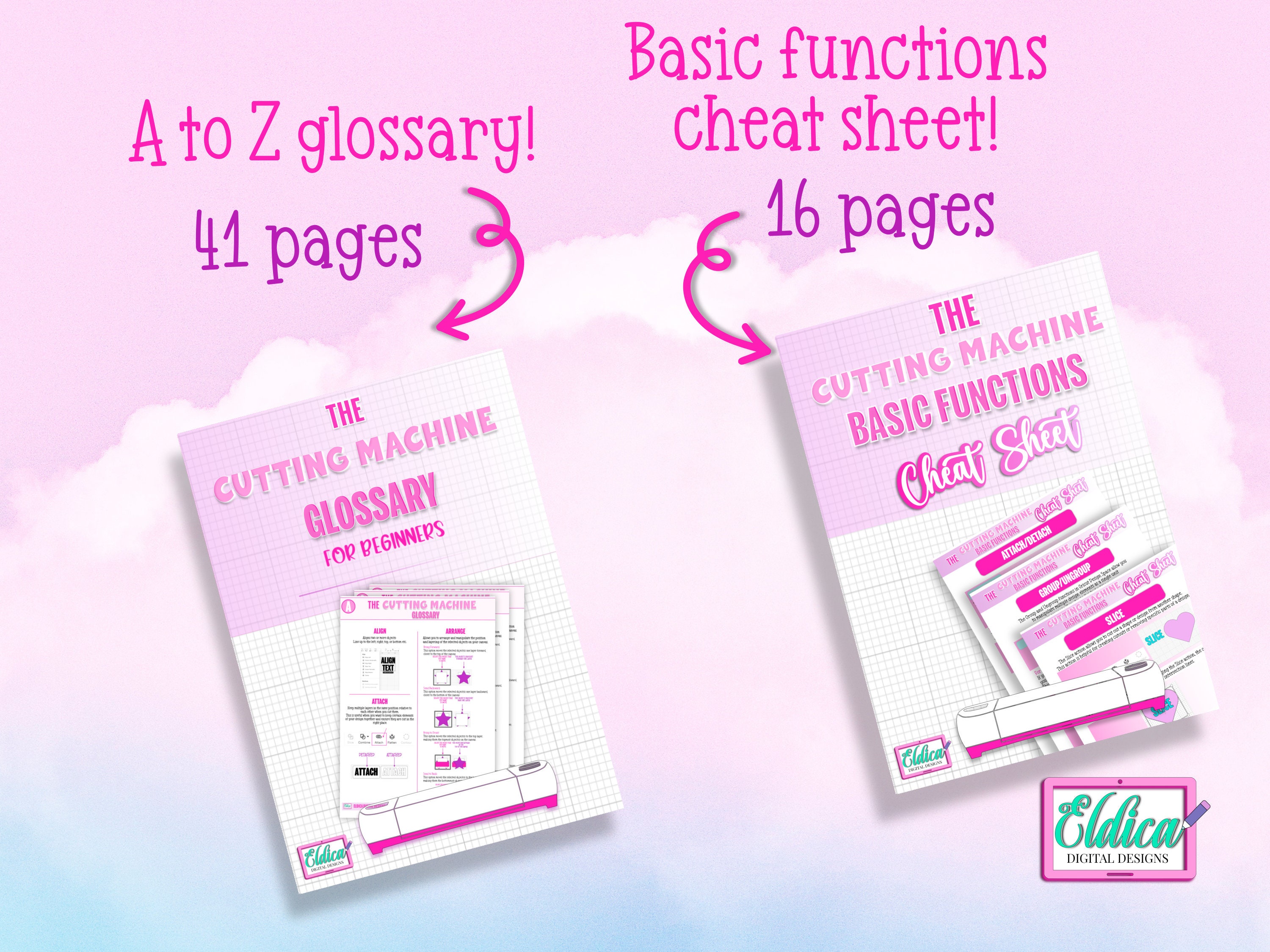 Cutting Machine Cheat Sheet Bundle, Cricut Glossary, Printable Cricut ...