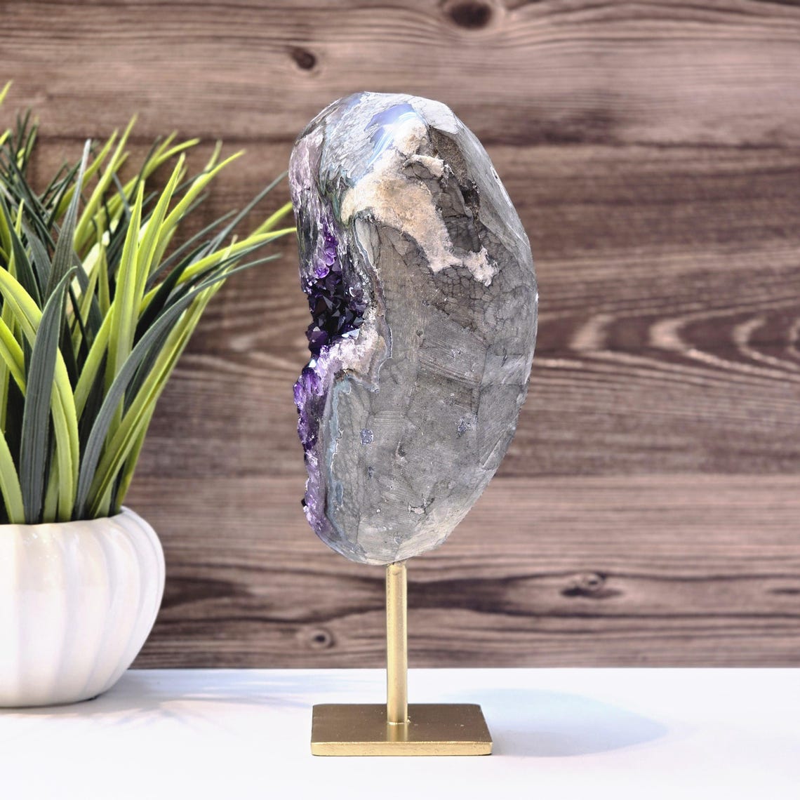 Uruguayan Amethyst Stalactite on Metal Stand: Home Decor Crystal - Etsy ...