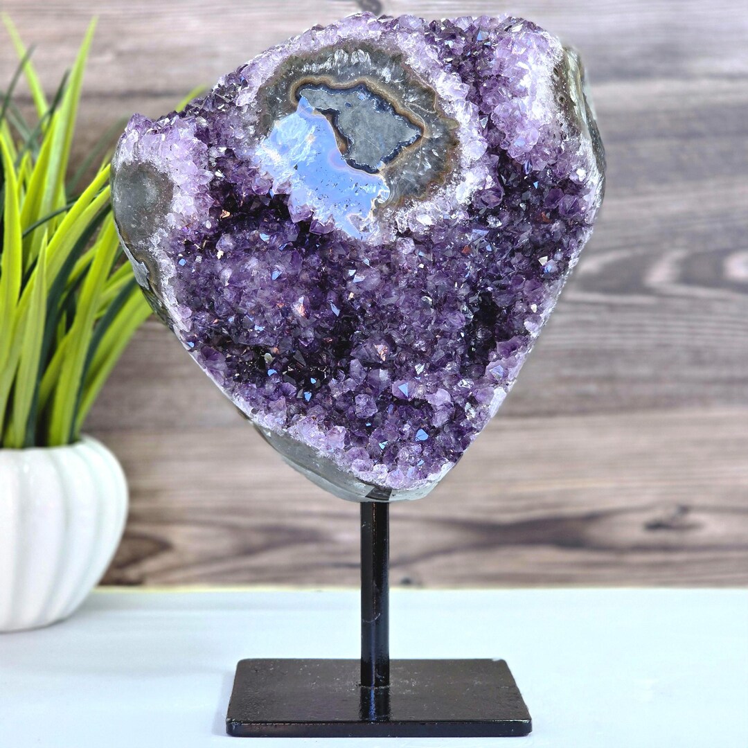 Large Amethyst Geode Sculpture With Stalactite Eye – Crystal Decor on ...