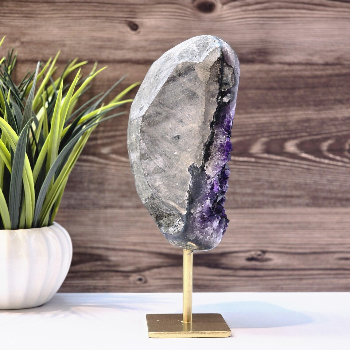 Uruguayan Amethyst Stalactite on Metal Stand: Home Decor Crystal - Etsy ...