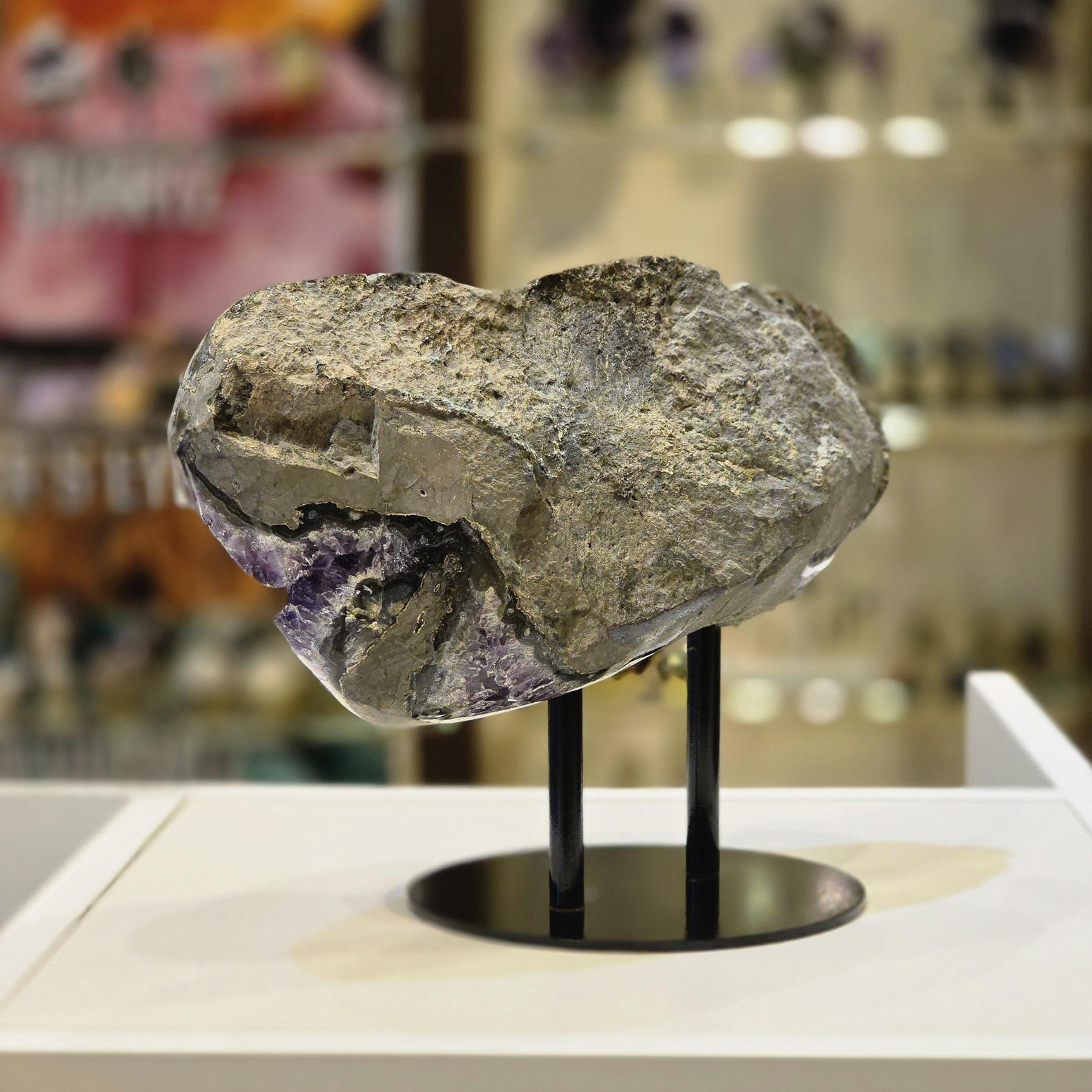 Large Amethyst Geode With Metal Stand, Crystal for Home Decor ...