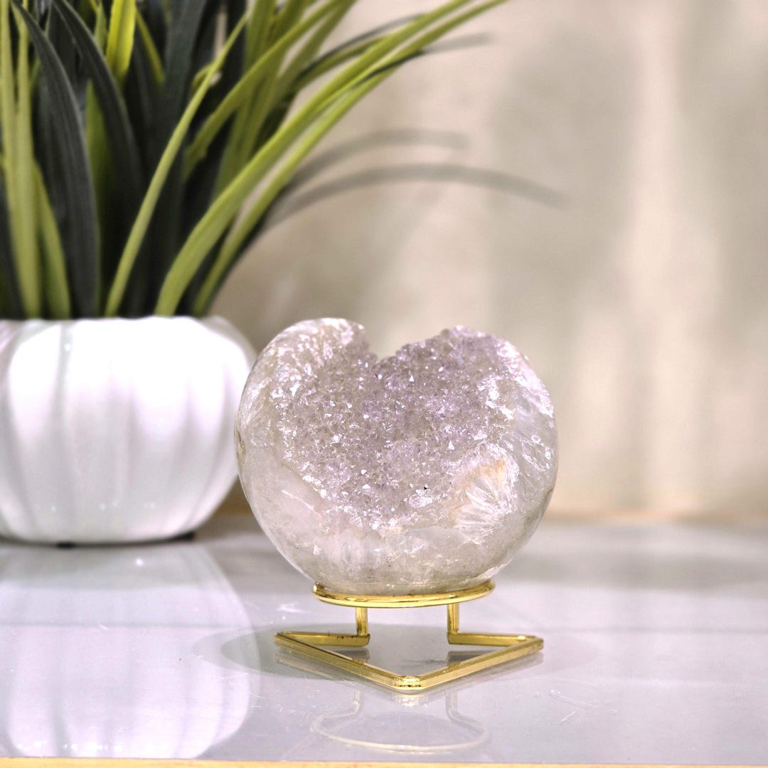 Amethyst Half Sphere With Metal Stand Included, Crystal for Home Decor ...