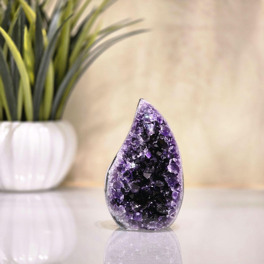 Deep Amethyst Flame Shape, Crystal for Home Decor, Amethyst, Protective ...