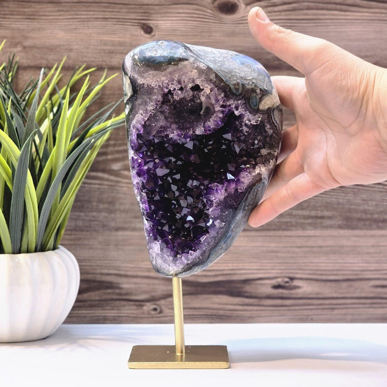 Uruguayan Amethyst Stalactite on Metal Stand: Home Decor Crystal - Etsy ...
