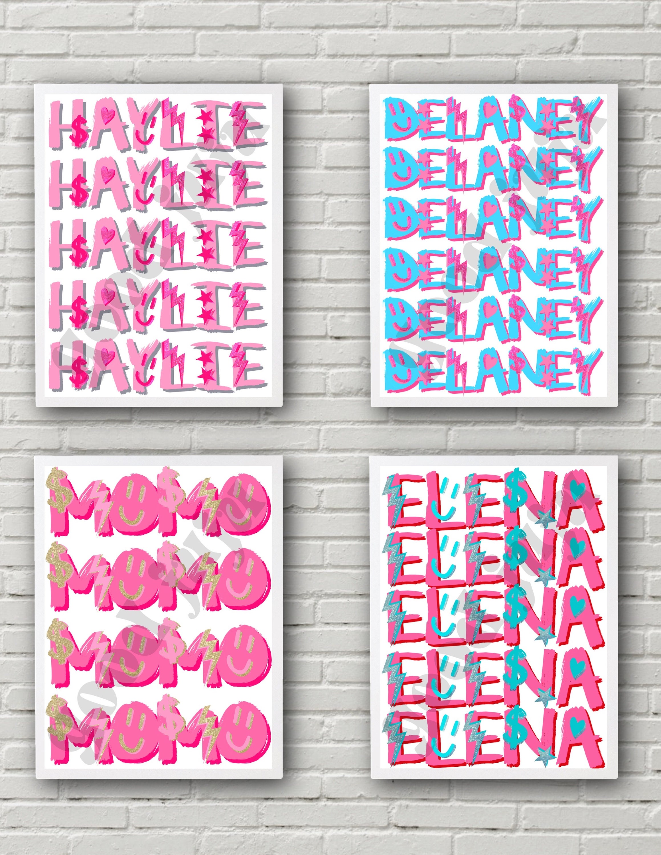 Preppy Custom Name Wall Print digital Download - Etsy
