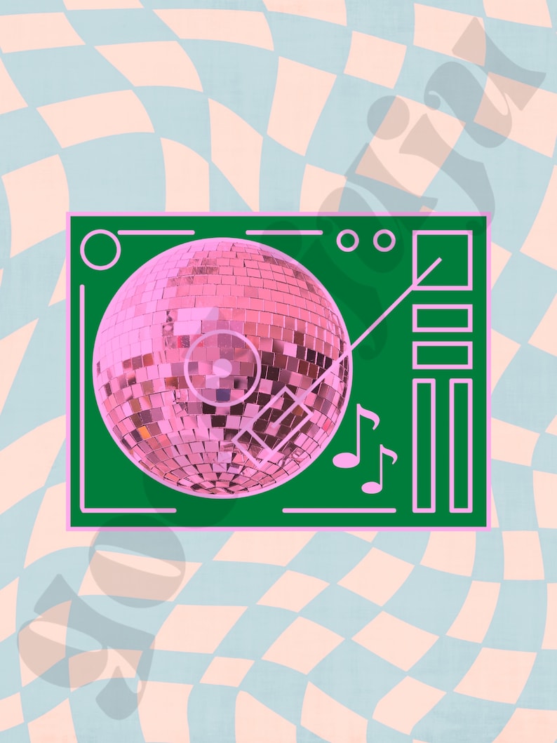 Disco Ball Checkerboard Aesthetic Wall Prints - Set of 3 - Disco ...