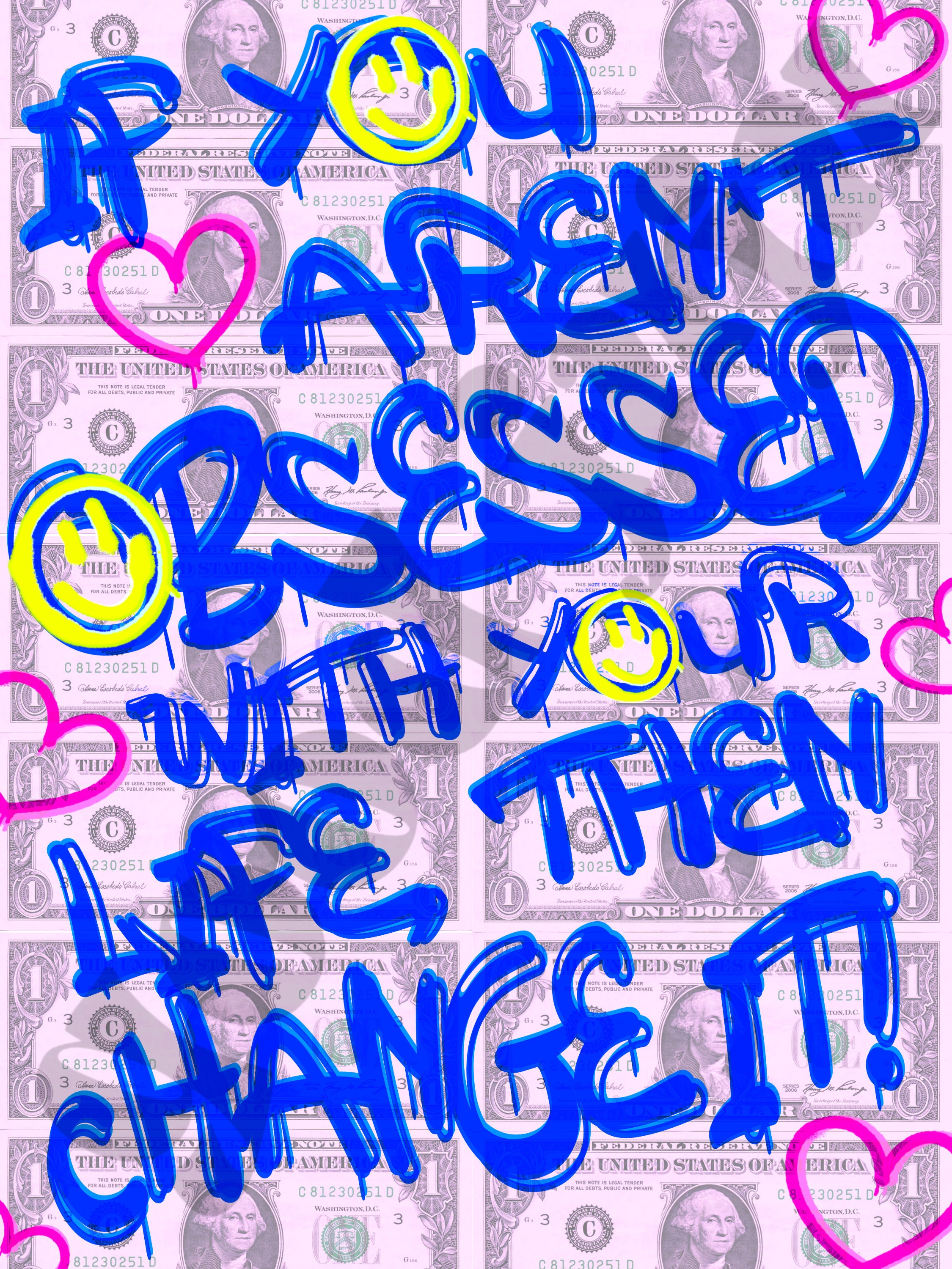 Preppy Neon Graffiti Quote Prints - Set of 3 - Abstract, Bright ...