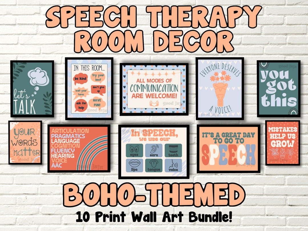 BOHO Theme Speech Therapy Room Decor Bundle - Colorful, Inspiring SLP ...