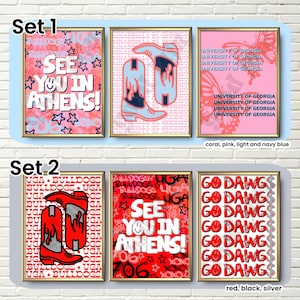 UGA, Athens Georgia Wall Art - Set of 3 - Choose Your Favorite Set ...