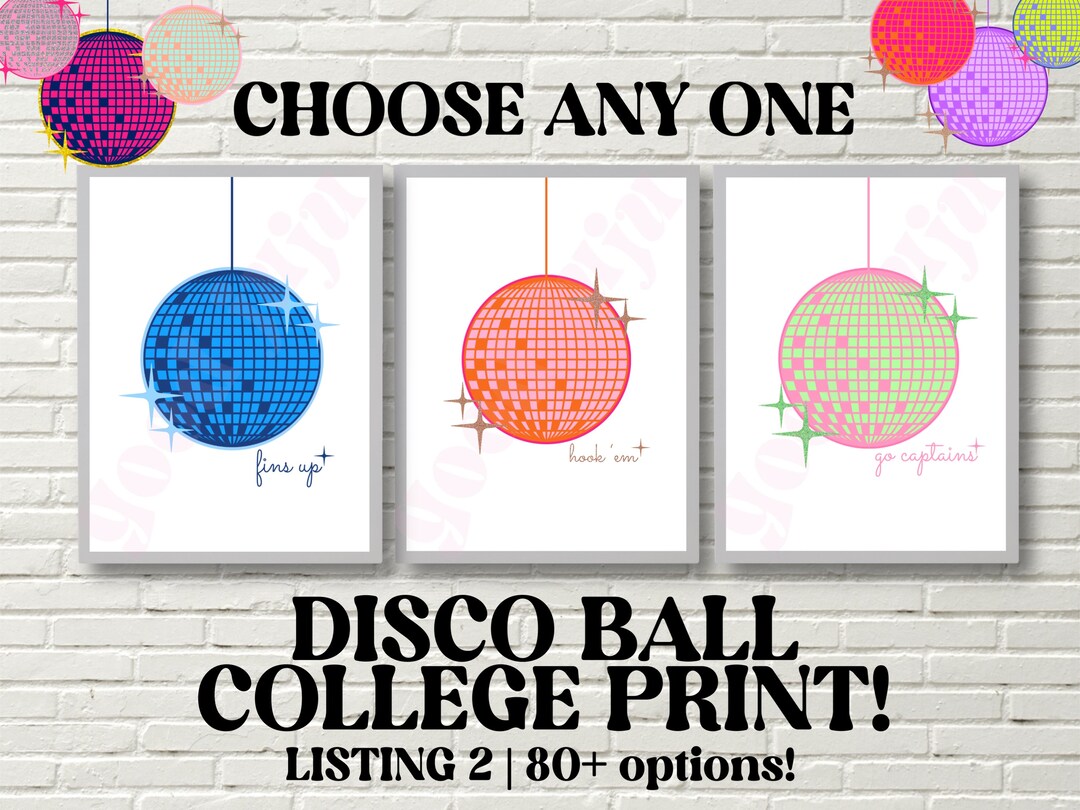 Choose One Disco Ball College Spirit & Mascot Print (digital Download ...