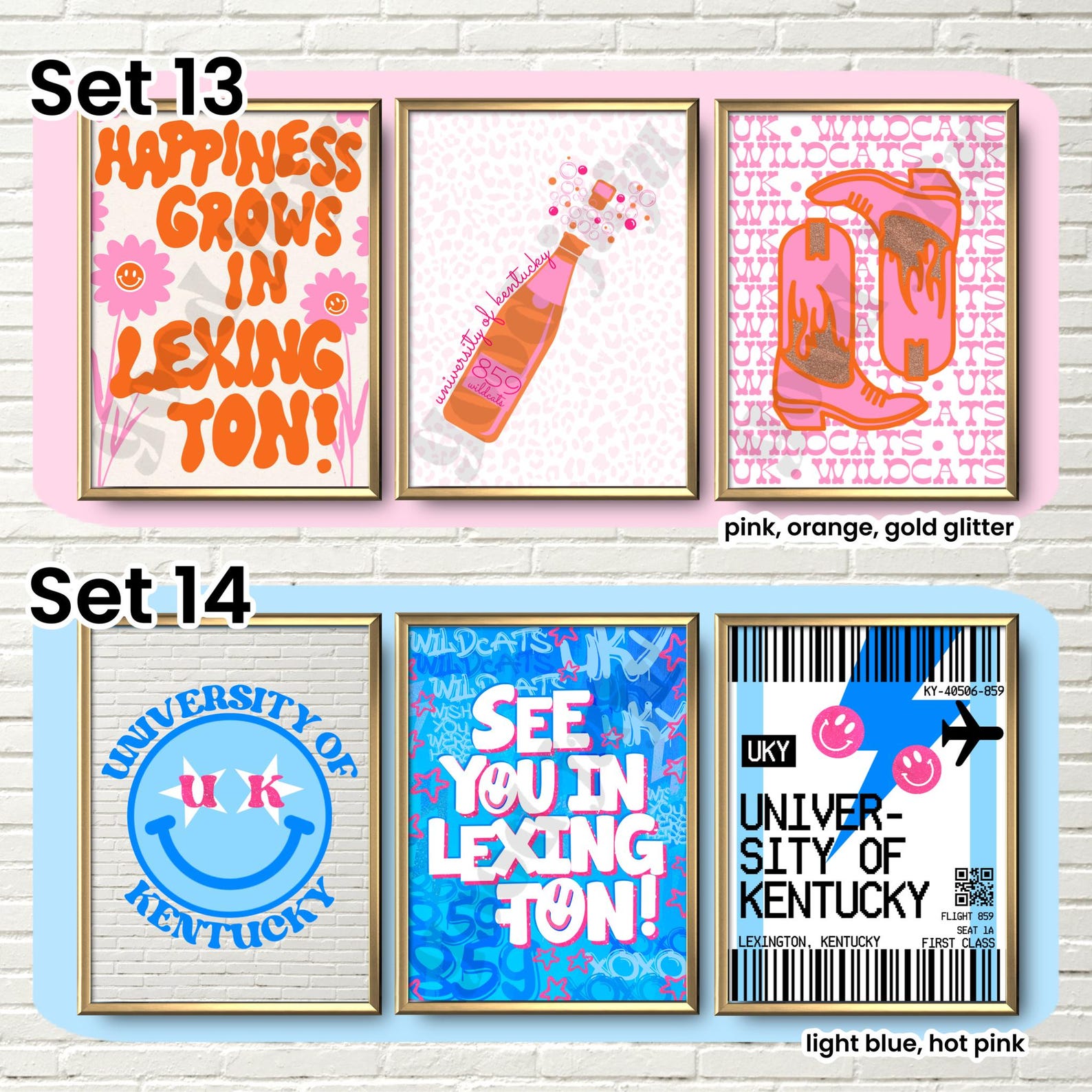 UKY Lexington, Kentucky Wall Art - Set of 3 - Choose Your Favorite Set ...