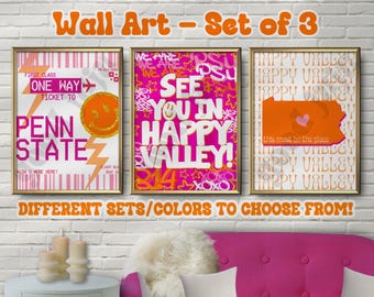 Penn State Digital Prints, Aesthetic College Prints, Dorm Decor, Set of ...