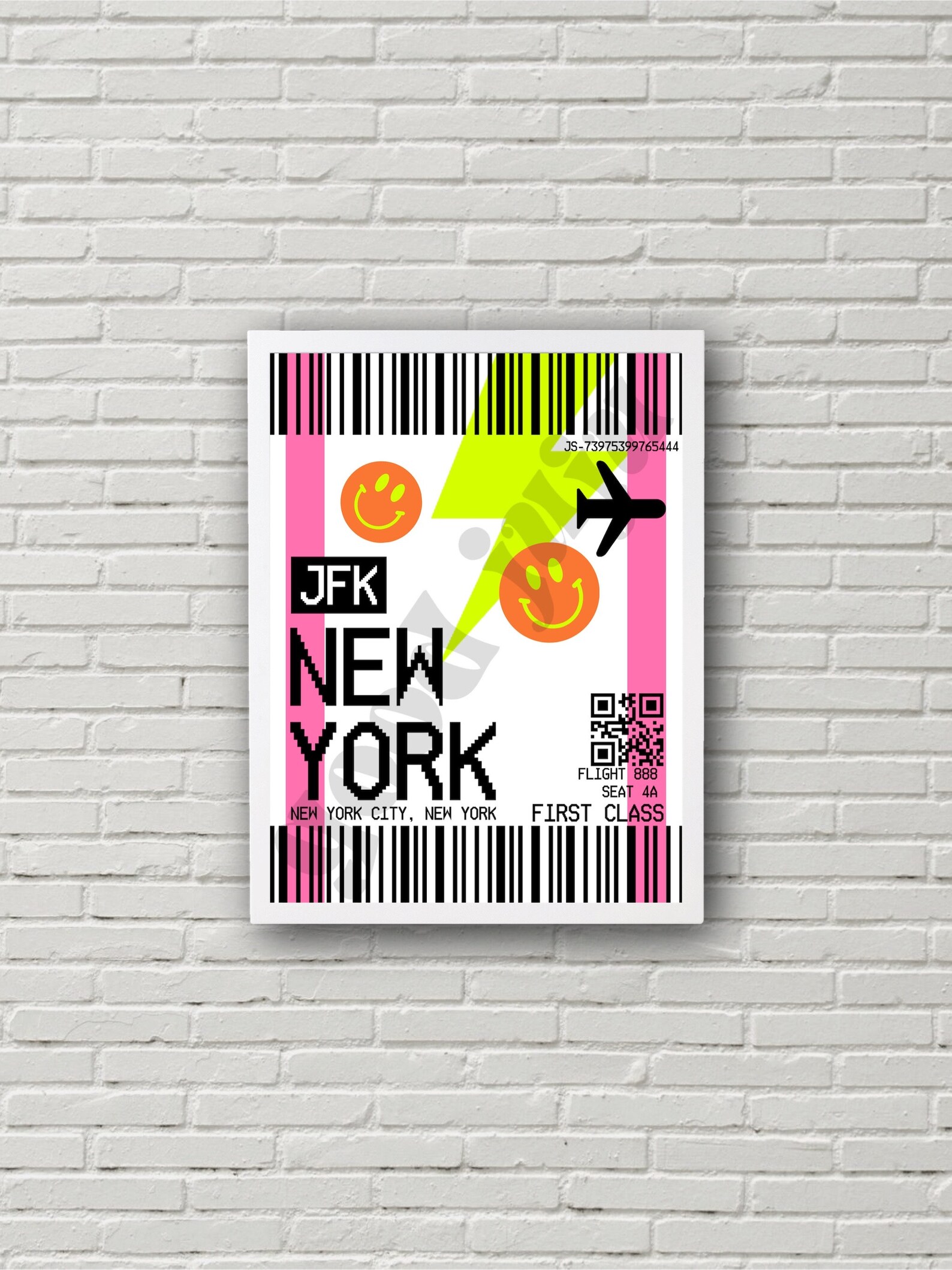Preppy New York Plane Ticket Wall Print digital Download - Etsy