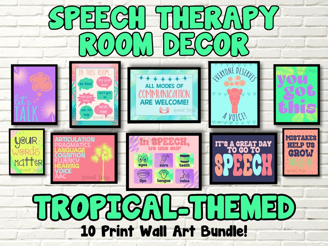 TROPICAL Theme Speech Therapy Room Decor Bundle - Colorful, Inspiring ...