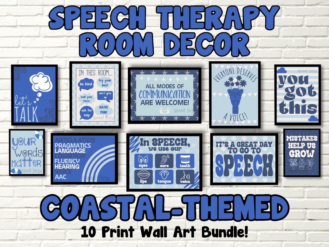 COASTAL Theme Speech Therapy Room Decor Bundle - Colorful, Inspiring ...