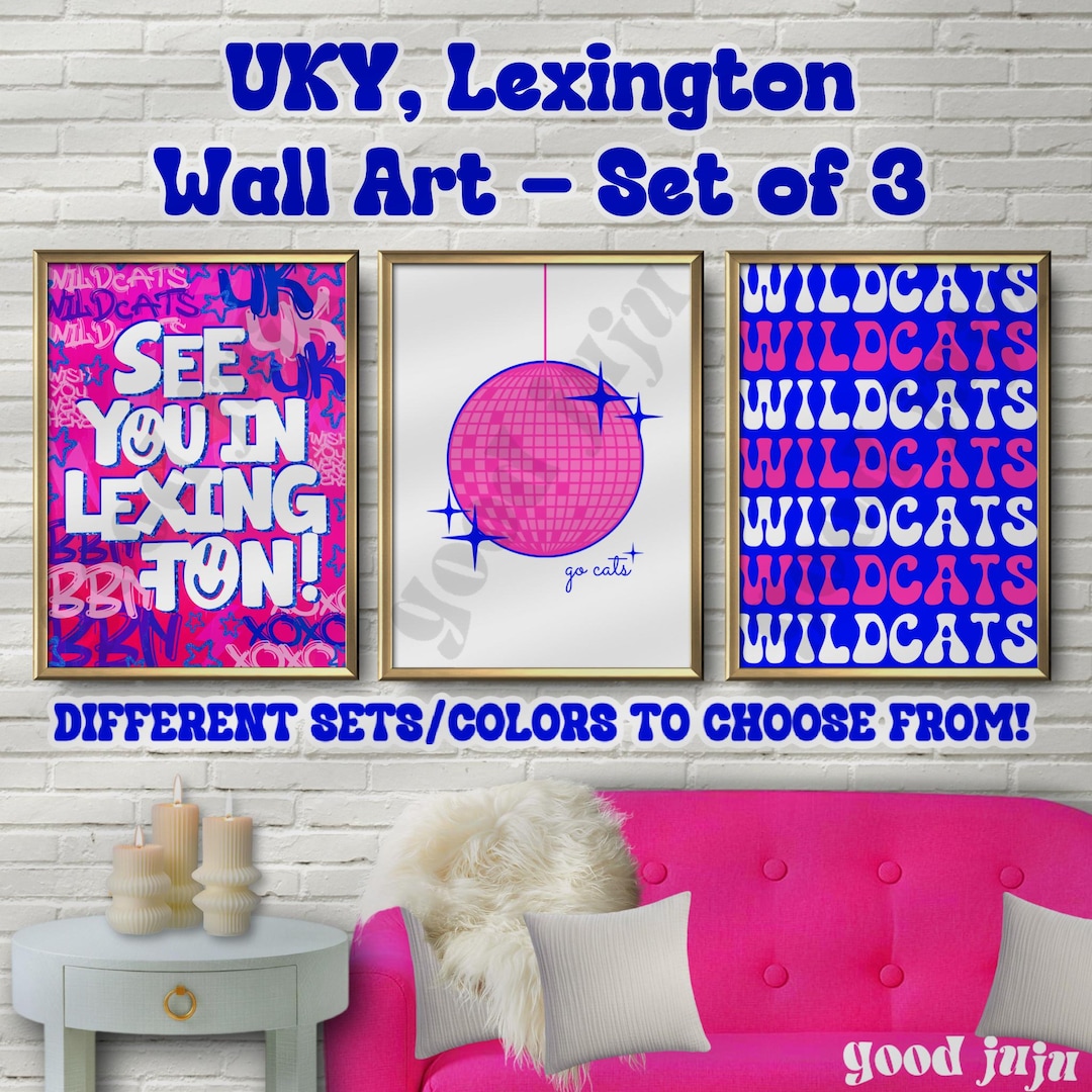 UKY Lexington, Kentucky Wall Art - Set of 3 - Choose Your Favorite Set ...