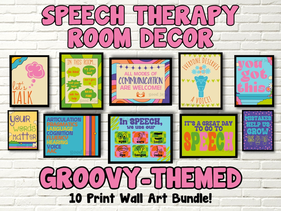 GROOVY Theme Speech Therapy Room Decor Bundle - Colorful, Inspiring SLP ...