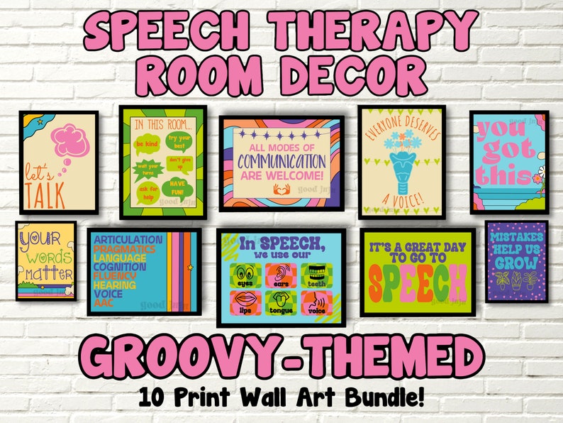 GROOVY Theme Speech Therapy Room Decor Bundle - Colorful, Inspiring SLP ...