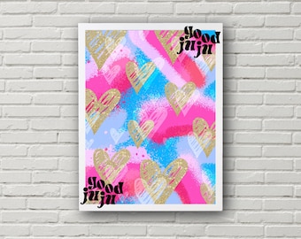 Preppy heart wall art - Etsy Nederland