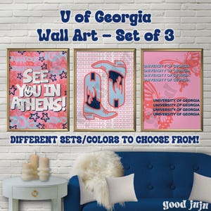 UGA, Athens Georgia Wall Art - Set of 3 - Choose Your Favorite Set ...