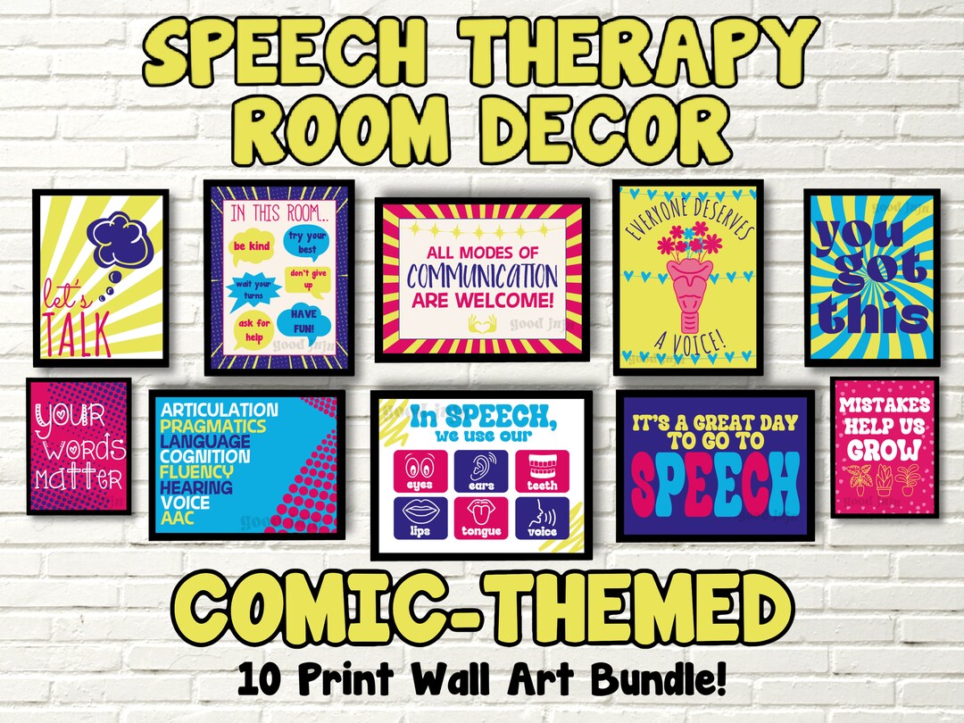 COMIC Theme Speech Therapy Room Decor Bundle - Colorful, Inspiring SLP ...