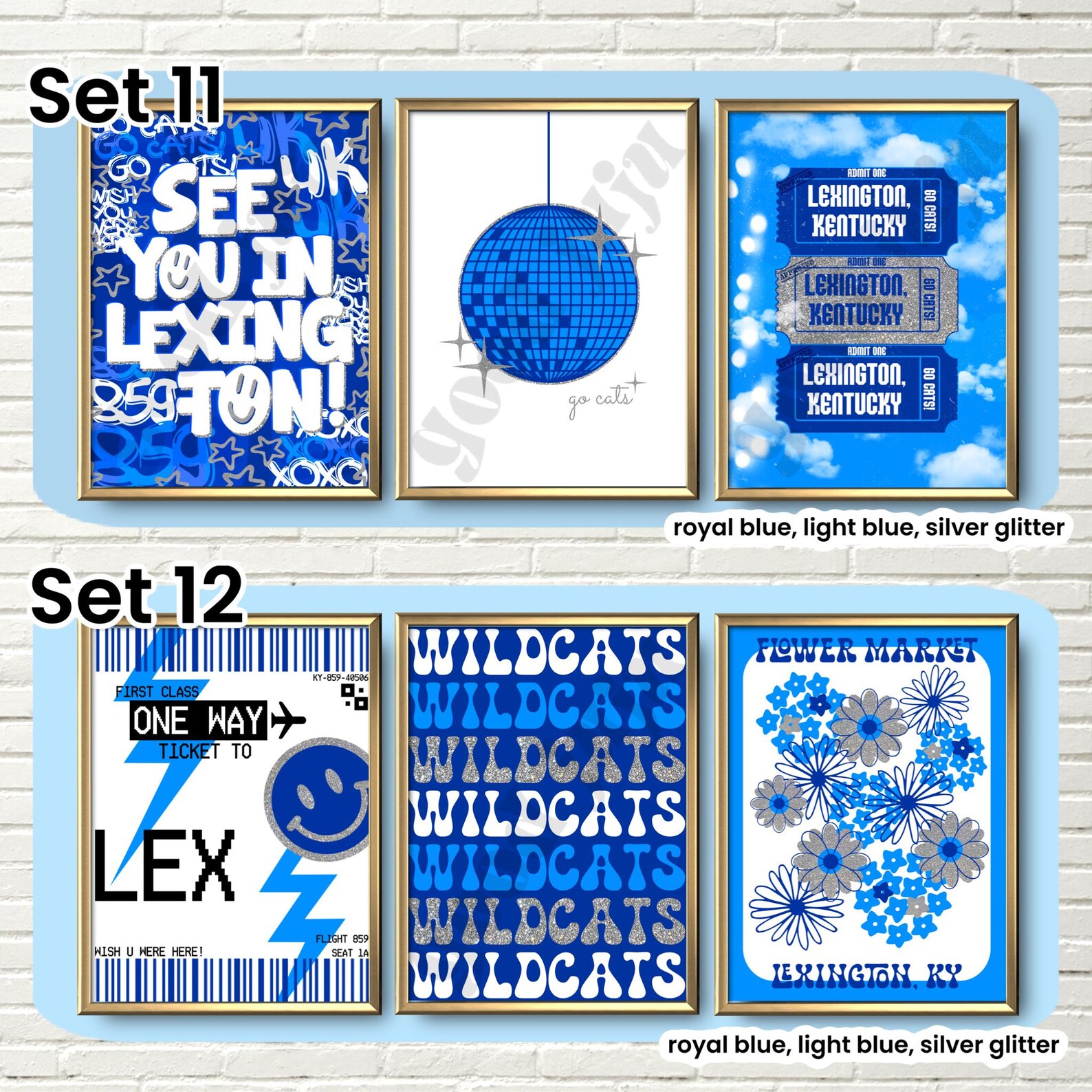 UKY Lexington, Kentucky Wall Art - Set of 3 - Choose Your Favorite Set ...