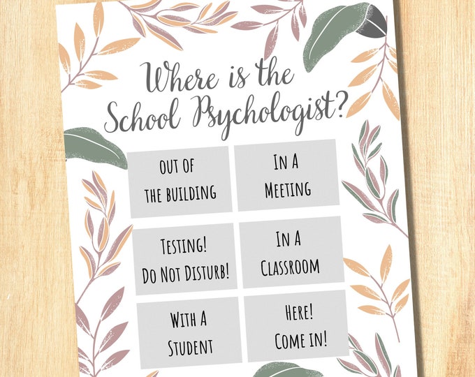 School Psychologist Office Door Sign Leaves, Where is the School ...