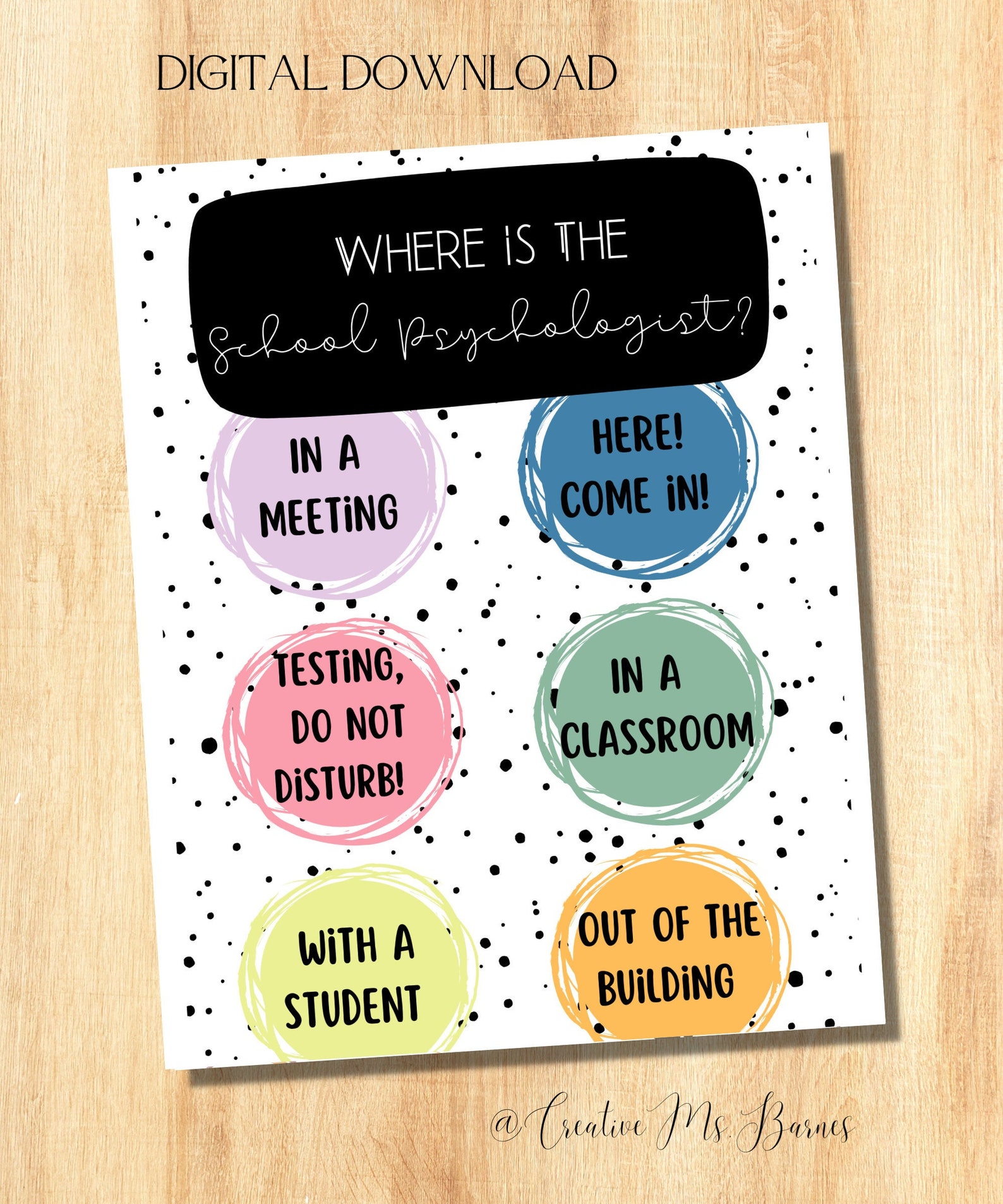 Colorful School Psychologist Office Door Sign Podka Dot - Etsy