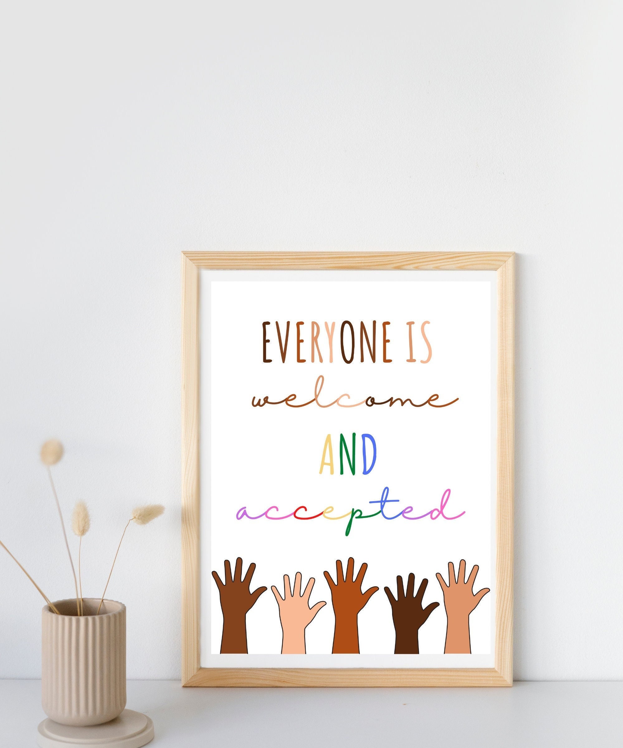 Everyone is Welcome and Accepted, Printable Wall Art, Diversity ...