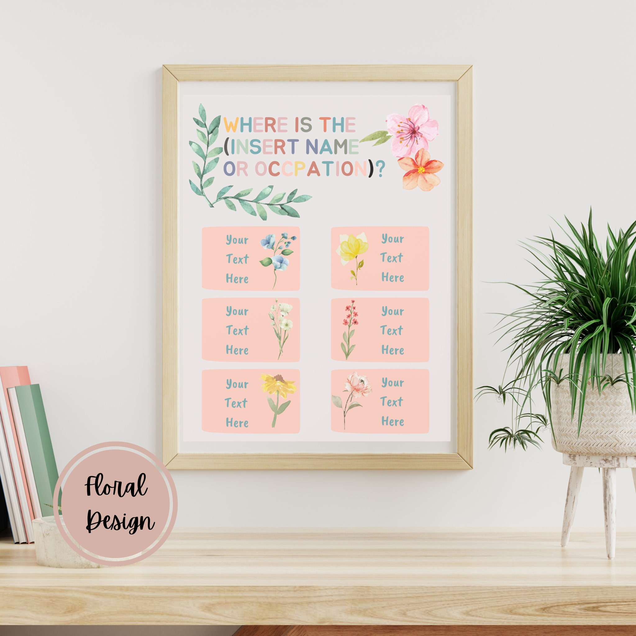 Personalized Door Sign (floral, Colorful & Leaves) Digital Download ...