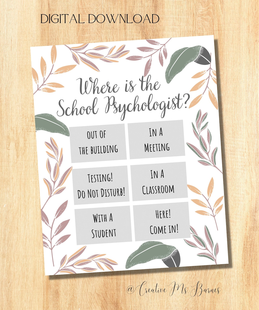 School Psychologist Office Door Sign Leaves, Where is the School ...