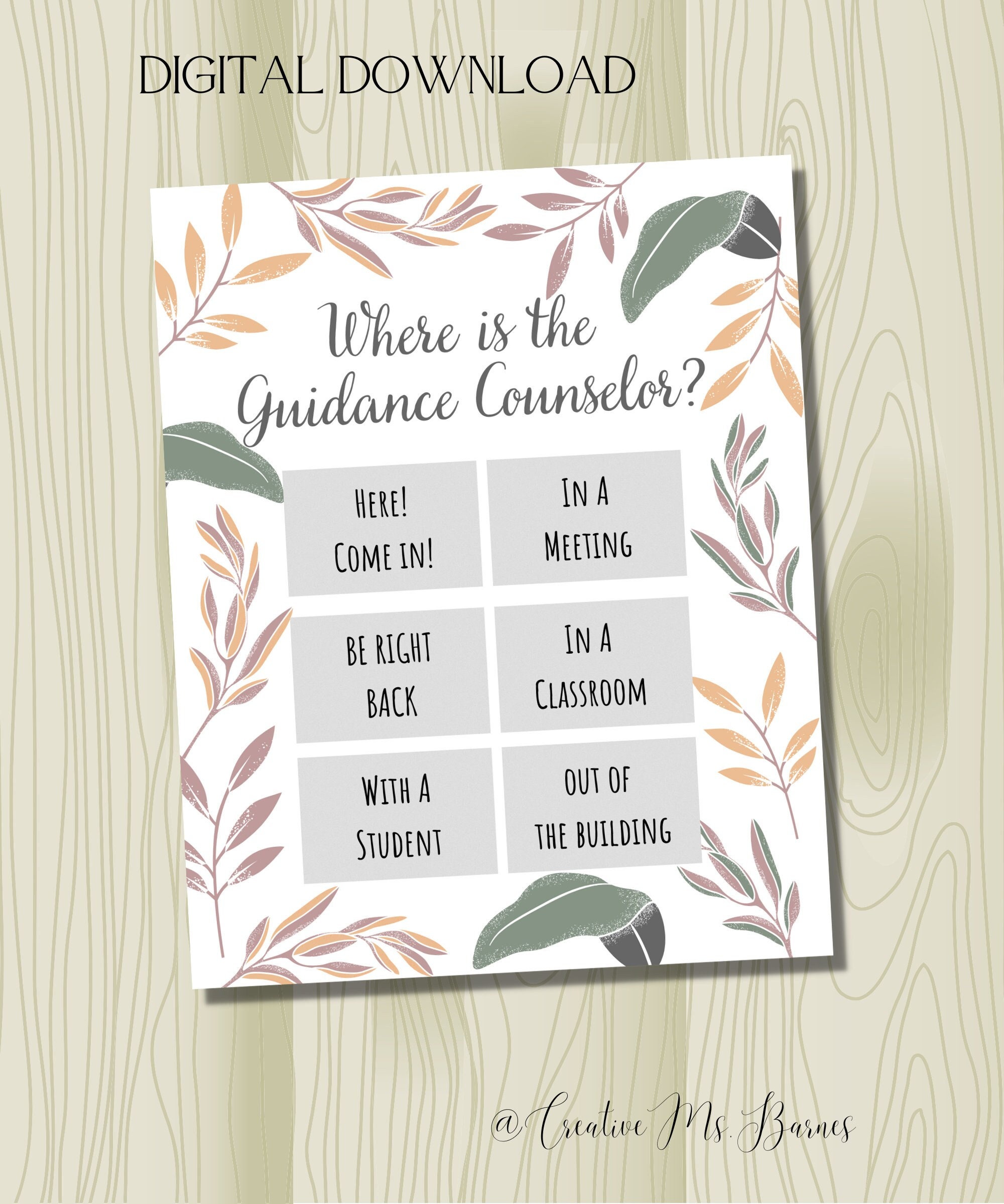 Guidance Counselor Office Door Sign Leaves, Where is the Guidance ...