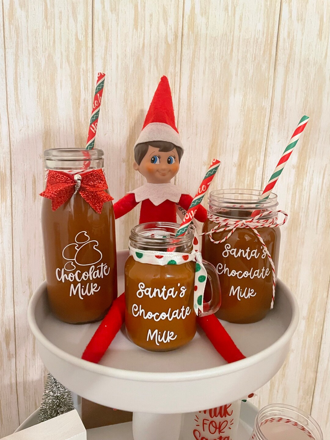 Santas Chocolate Milk Glass Faux Milk Elf Milk Prop Tier - Etsy