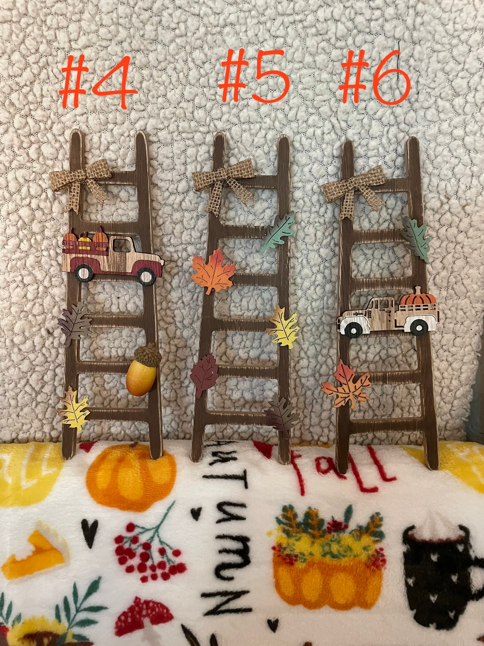Fall Themed Ladder for Tier Tray Decor, Leaves, Trucks, Pumpkins ...