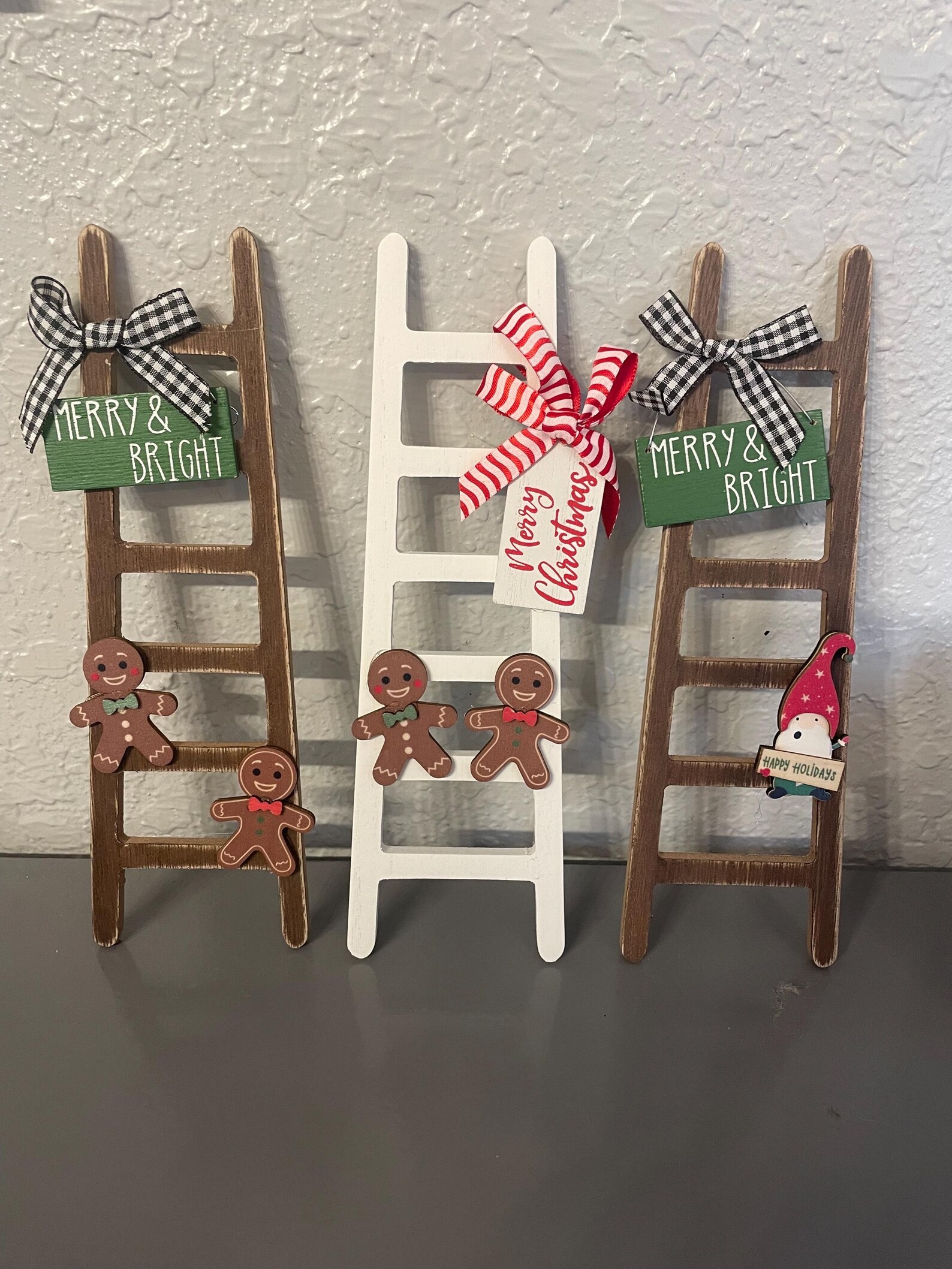 Christmas Holiday Tiered Tray Ladders, Gingerbread, Santa, Gnomes ...