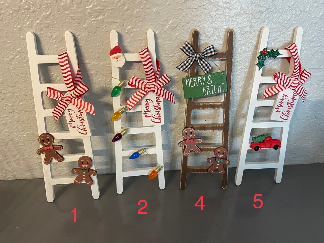 Christmas Holiday Tiered Tray Ladders, Gingerbread, Santa, Gnomes ...