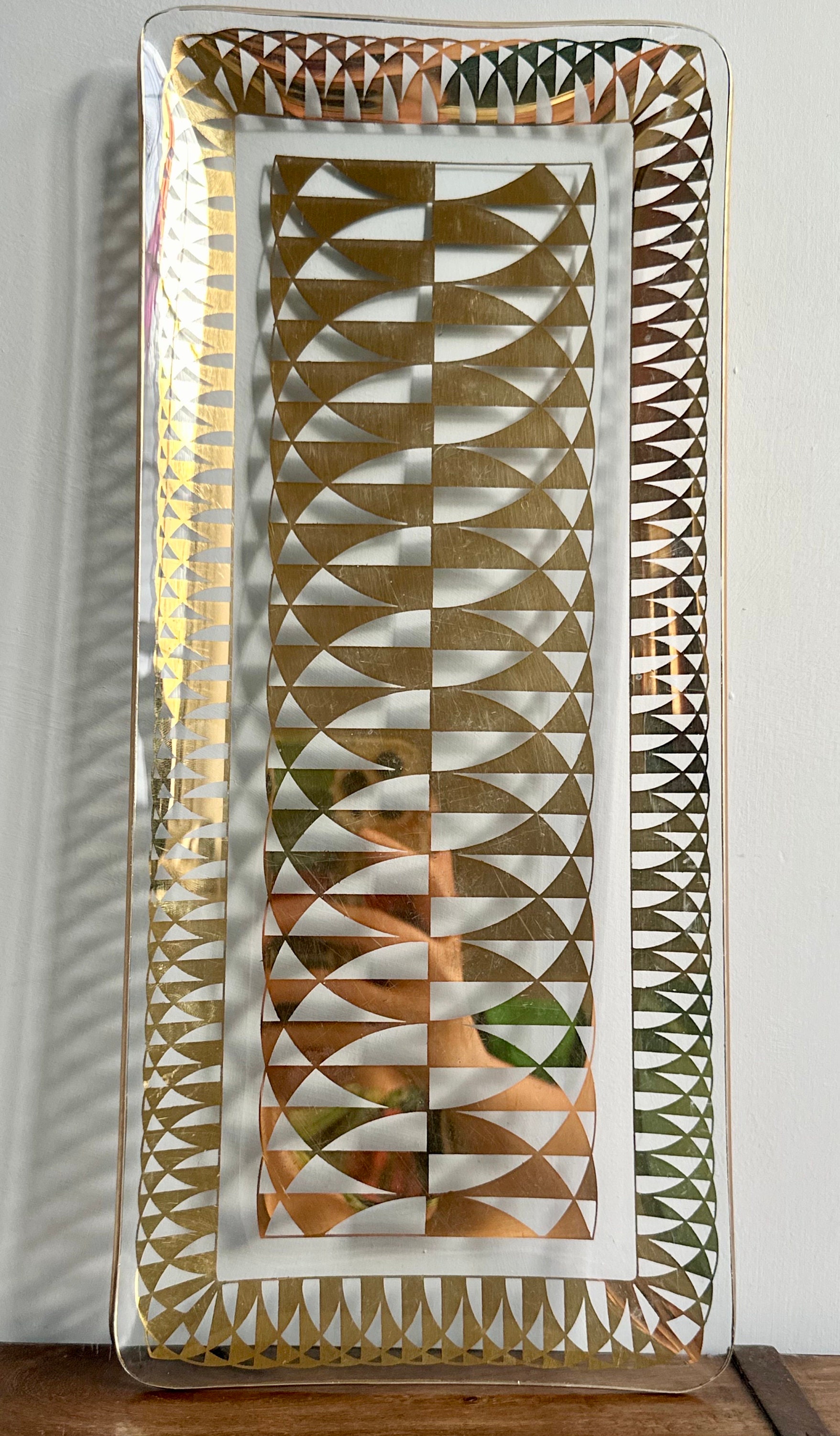 Vintage MCM Filigranglas Glass Cake Sandwich Serving Plate With Gold ...