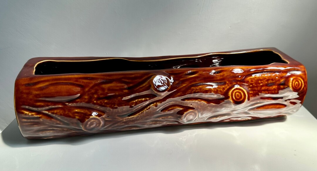 Vintage Dartmouth Pottery Devon Large Brown Log Posy/trough Vase - 31 ...
