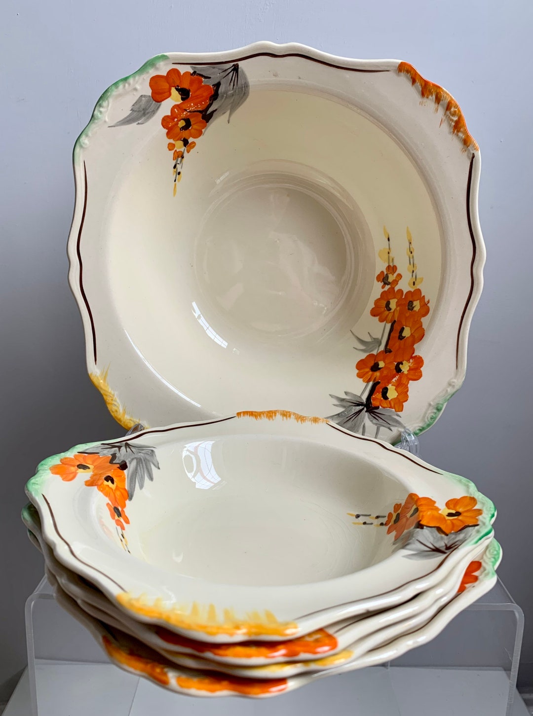 Vintage Handpainted J&G Meakin Golden Dawn Serving Bowl 4 - Etsy