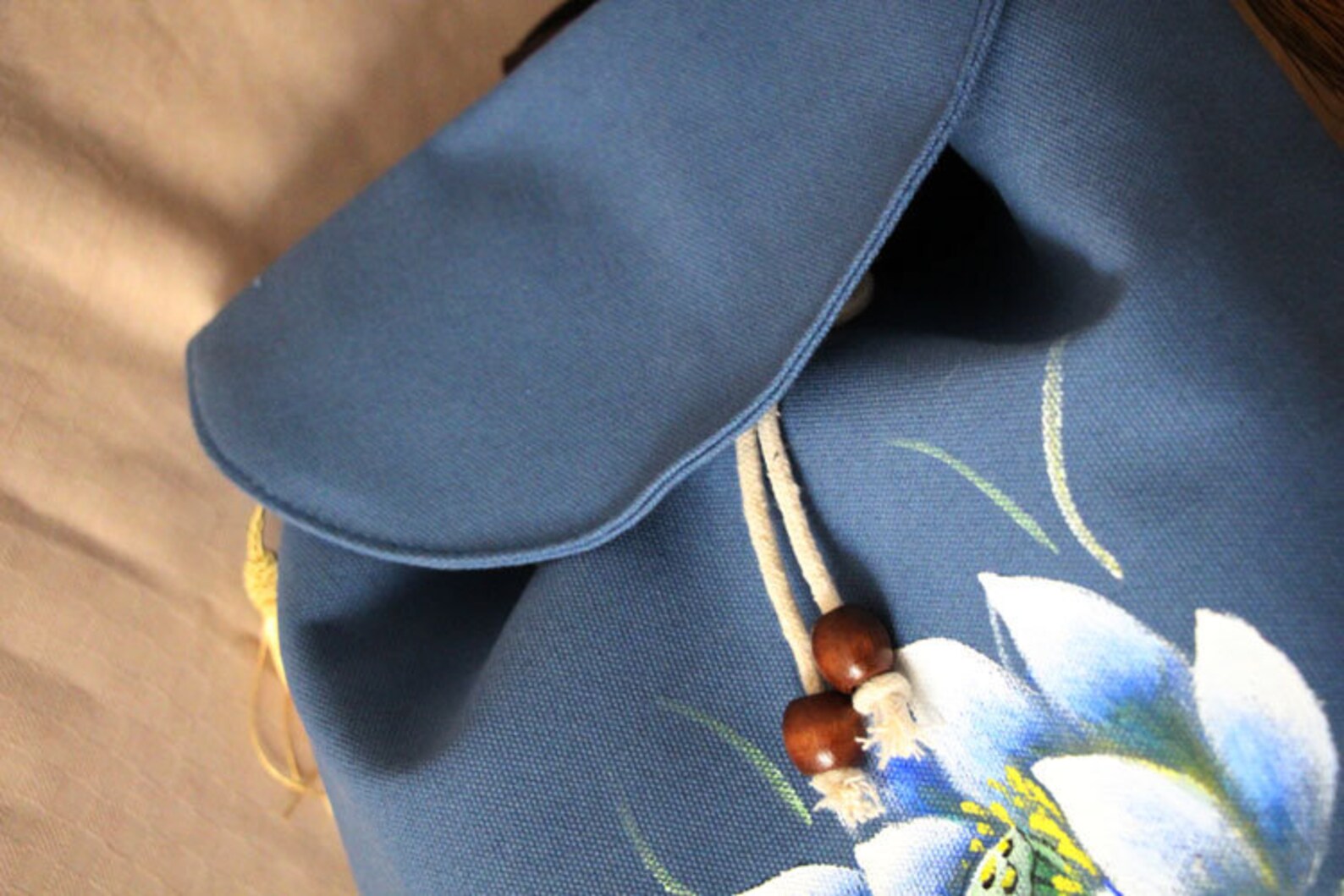 Blue/black/brown Hand Painted Canvas Backpacks - Etsy