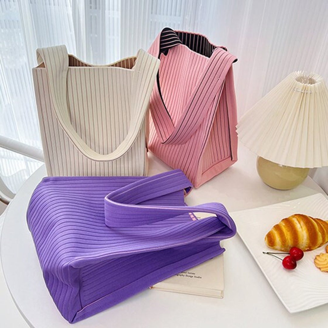Niche Pit Strip Shoulder Bag Large Capacity Tote Korean Style Bag ...